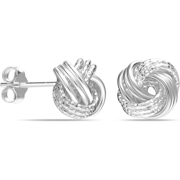 商品名LeCalla 925スターリングシルバー バレンタインデー ラブノット イヤリング ジュエリー イタリアンデザイン 軽量 ツイスト ラブノット スタッドピアス レディース, M, シルバー スターリングシルバー, 宝石なしLeCal...