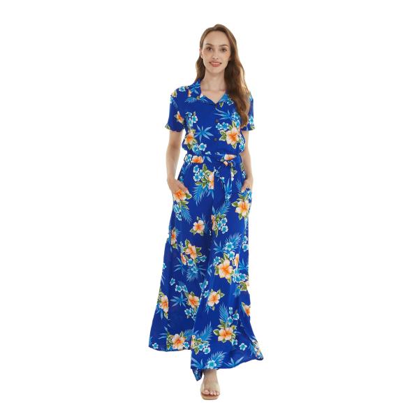 商品名:  Women's Hawaiian Wide Legged with Pockets Jumpsuit in Hibiscus Blue Mブランド: Hawaii Hangover商品サイズ: Medium高さ: 2.54cm横...