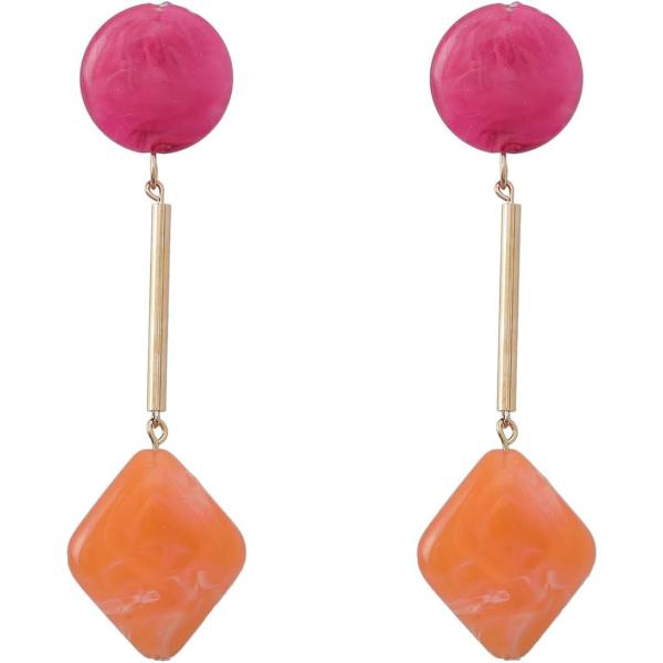 商品名アクリル幾何学イヤリング ラウンドスクエア樹脂イヤリング 軽量ドロップイヤリング 樹脂アセテートドロップダングルフープイヤリング ロングタッセル ファッションジュエリー 中空マーブルデザイン レディース ガールズ, アクリル, アクリ...