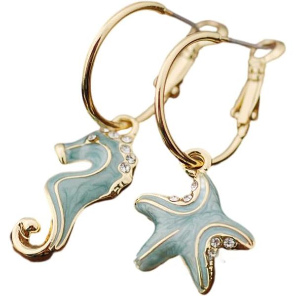商品名タツノオトシゴ 動物 ダングルイヤリング タツノオトシゴ 動物 ダングルイヤリング 亜鉛 宝石なし, 亜鉛, 宝石なしSeahorse Starfish Animal Dangle Earrings Bule Irregularity...