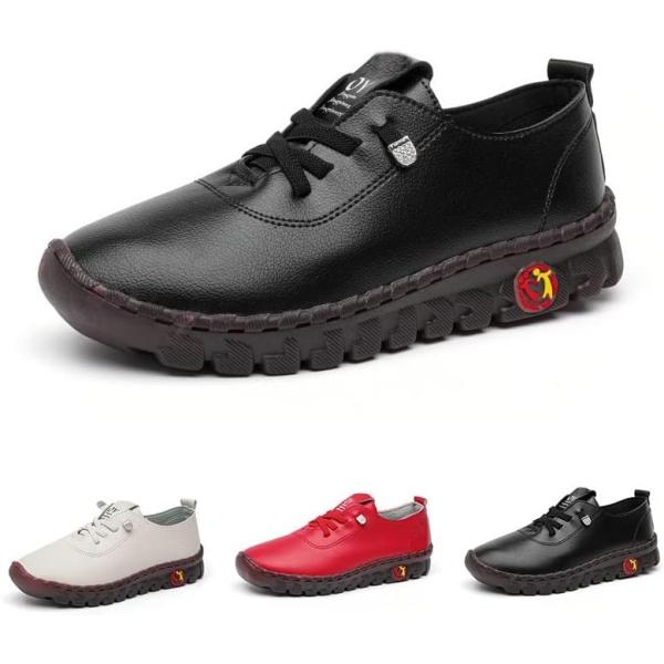 商品名BLShaoJ Women's Lace Up Leather Casual Shoes Round Toe Solid Color Platform Single Shoe Fashion Dressy Breathable Wal...