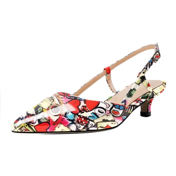 商品名:  Joseywade Women Low Kitten Heel Pumps Slingback Pointed Toe Dress Shoes 1.5 Inch Cap Toe Heeled Sandals with Adjus...