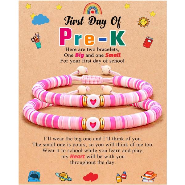 商品名UPROMI 幼稚園/幼稚園/1年生/2年生/学校ギフト 新学期ブレスレット ママと私 お父さんと息子, 宝石なし。First Day of Pre K Preschool Bracelet, Back to School Brace...