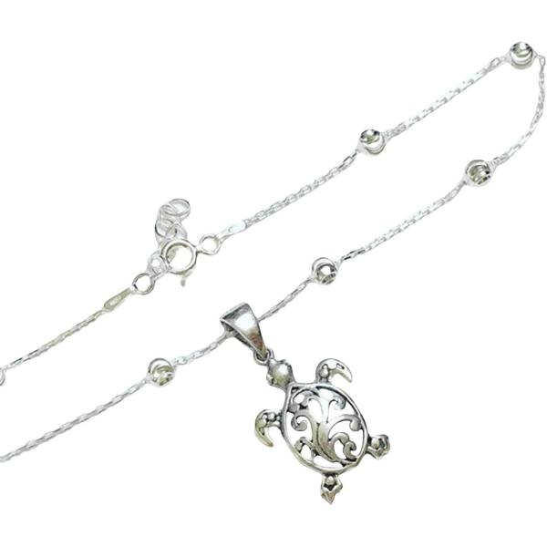 商品名925 Sterling Silver Diamond Oval Turtle Round Bead Ball Chain Anklet Ankle Bracelet for Womenブランド：Generic商品サイズ：10商品番号...