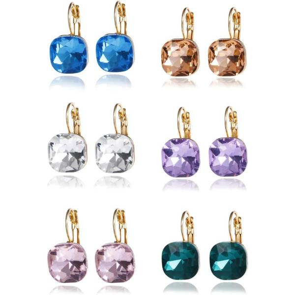 商品名6組 キュービックジルコニア クリスタル ドロップ イヤリング セット 金メッキ シンプル 多用途 ステートメントイヤリング レディース ガールズ, 金属, 金属6Pairs Cubic Zirconia Crystal Drop E...