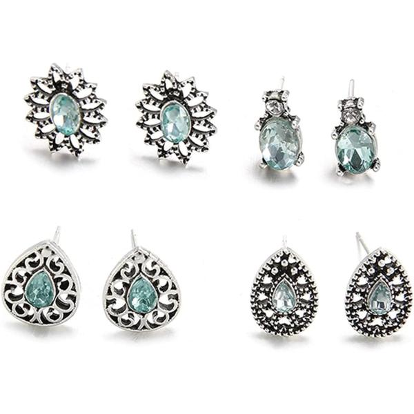 商品名クリスタルスタッドイヤリングセット ビンテージイヤリングジュエリー 女性と女の子向け ギフト 丈夫で実用的, 金属 クリスタル, プレーンCrystal Stud Earrings set Vintge Earrings Jewelr...