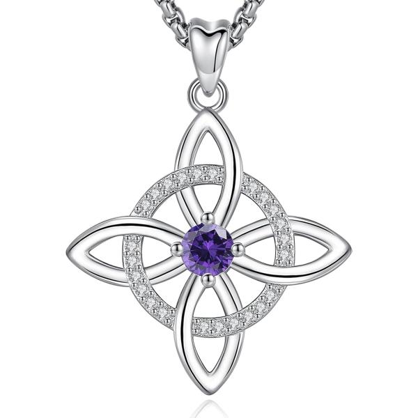 商品名CELESTIA Nudo de Bruja Plata 925 オリジナルウィッチーズノットネックレス レディース キュービックジルコニアジュエリー - 20インチ+2インチ延長ボックスチェーン, スターリングシルバー, キュービッ...