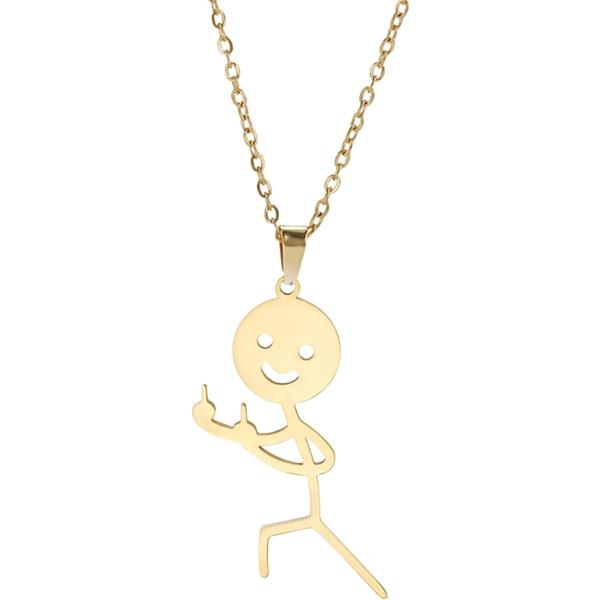 商品名UNIFT 面白い落書きネックレス レディース メンズ ステンレススチール パーソナライズ パンク スマイリー 中指 ジェスチャー バスケットボール 悪役 ペンダントネックレス クールなジュエリー 友情 ギフト, ステンレス鋼, 宝石...