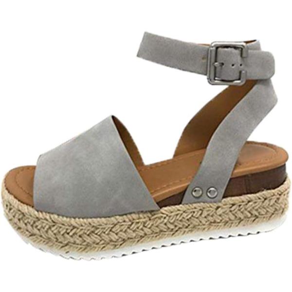 商品名SBGMoSJ Sandals for Women Dressy Summer Wedge Heel Espadrille Sandals for Women Wide Women's Heeled Sandals Black Str...
