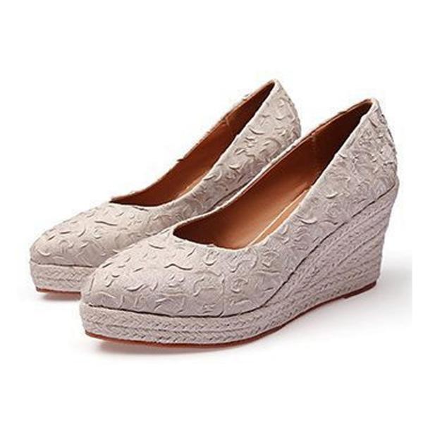 商品名:  Lymphvity Women's Bow Texture Canvas Espadrilles Wedge Sandals,Fashion Backless Slip On Closed Shallow Mouth Point...