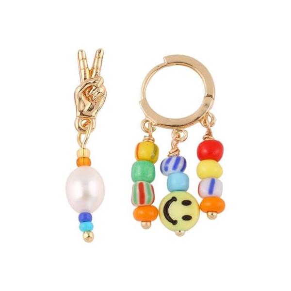 商品名Earrings Set for Women Girls，Fashion smiley face design asymmetrical long stud earrings for Birthday Party Giftブランド：F...