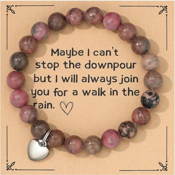 商品名Friend Going Through a Tough Time Gifts, Maybe I Can't Stop The Downpour 天然石 伸縮性ブレスレット 困っている友達 あなたのことを考える ギフト Here fo...