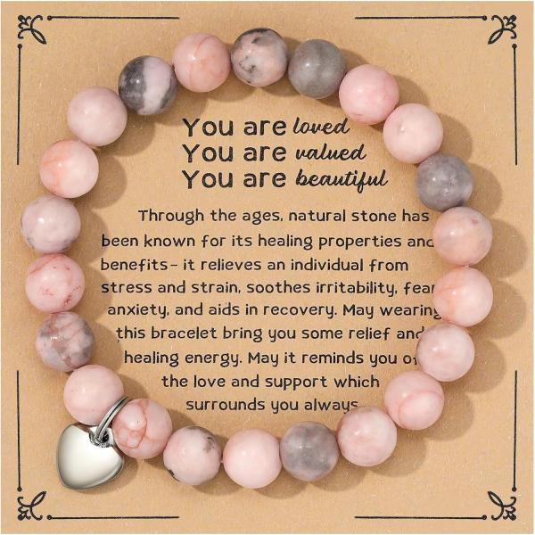 商品名MIXJOY ポジティブアファーメーションリマインダー天然石ブレスレット - You are Loved Valued 美しいインスピレーションリラクゼーションブレスレット レディース ガールズ 不安 自己価値を高揚 ピックアップギフ...