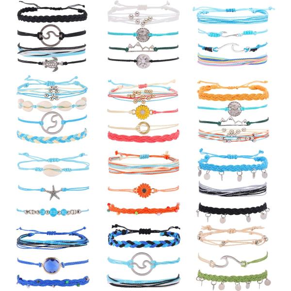 商品名FIRAZIO 42 Pcs Waterproof String Bracelets for Women Surfer Wave Boho Bracelet Adjustable Handmade Friendship Bracele...