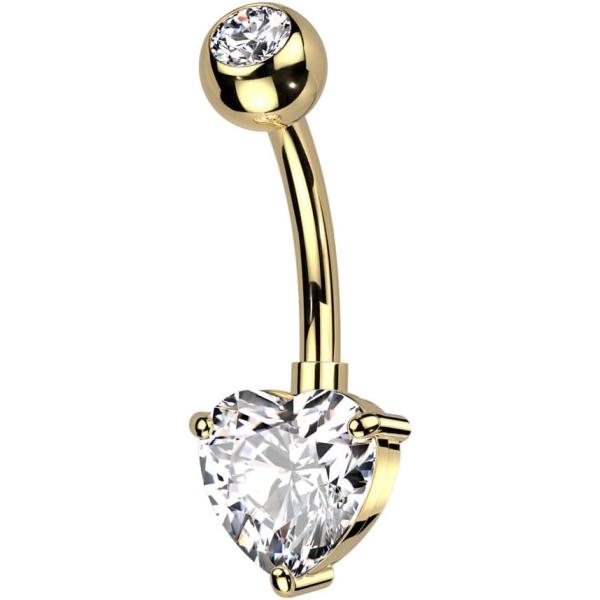 商品名Dynamique インプラントグレード チタン プレスフィットCZトップとハート真鍮プロングセット CZ ベリーボタンリング (1個あたり), チタン, キュービックジルコニアDynamique Implant Grade Tita...