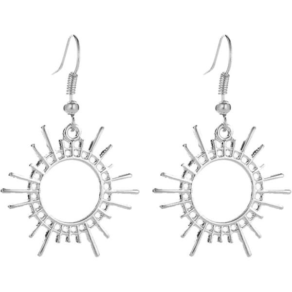 商品名サンイヤリング レディース ガールズ ステートメント サン ロング フープ イヤリング 幾何学的 ドロップ ダングルイヤリング シンプル Mnmalist イヤリング ボーホー 軽量 メッキ ドロップ ダングル フープ イヤリング ボ...