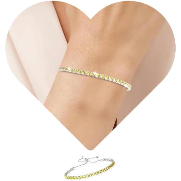 商品名SmileBelle テニスブレスレット レディース 誕生石ブレスレット 女の子用 ホワイトゴールドメッキ キュービックジルコニア テニスブレスレット 誕生日ギフト用ボロブレスレット ウェディングブレスレット用トレンドファッションジュ...