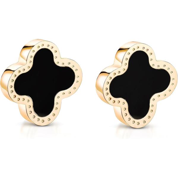 商品名GFEEL Four Leaf Clover Earrings for Women 18K Gold Plated Stainless Steel Lucky 4 Leaf Ear Studs Jewelry Gift Clover ...