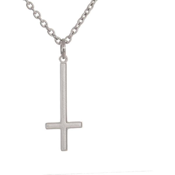 商品名EENSYWEENSY サタン反転クロスネックレス ゴシック 逆さま ルシファー サタン クロス ペンダント ジュエリー ギフト 男女兼用, ステンレス鋼, 宝石なしEENSYWEENSY Satan Inverted Cross N...