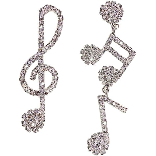 商品名非対称音符ピアス レディース ガールズ 925スターリングシルバー ポスト 低刺激性 ユニーク シック クリスタル キュービックジルコニア ミスマッチ 八分音記号 トレブル記号 ペンダント スタッド イヤリング ミュージシャン 華奢 ...