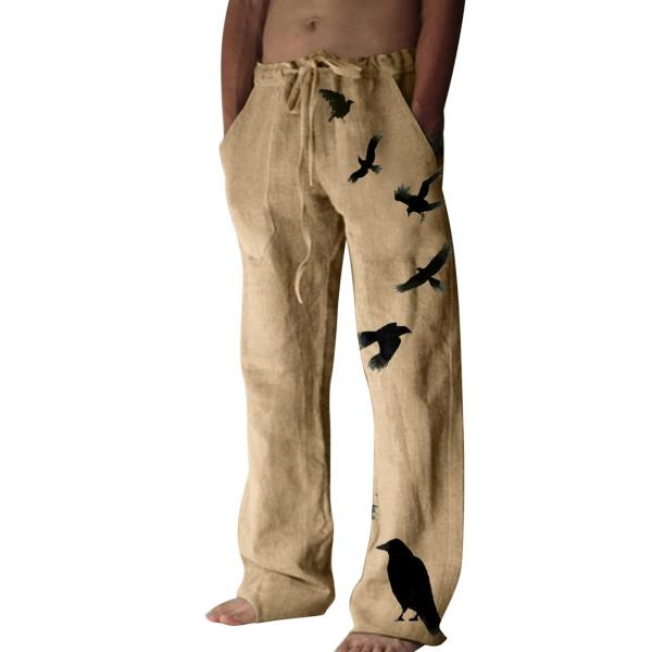 商品名:  wuitopue Muslin Pants Men's Cotton Linen Pants Loose Fit Lightweight Casual Wide Leg Elastic Waist Breathable Summ...