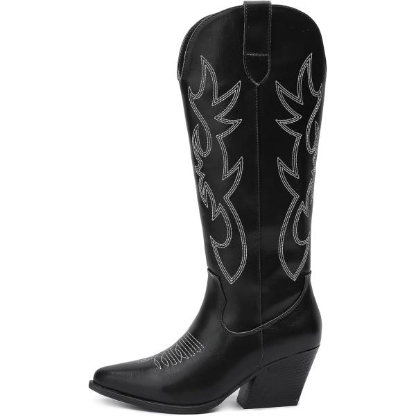 商品名ROAVITRY Embroidered Cowboy Boots - Knee High Cowboy Boots, Side Zipper Pointed Toe Western Women's Boots, Suitable f...