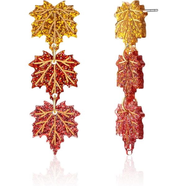 商品名INNERDIVA ハロウィンピアス レディース スカル ブー パンプキン ゴースト メープルリーフ イヤリング ホリデー フェスティバル ジュエリー ギフト, M, 真鍮, 宝石なしINNERDIVA Red Maple Leaf ...