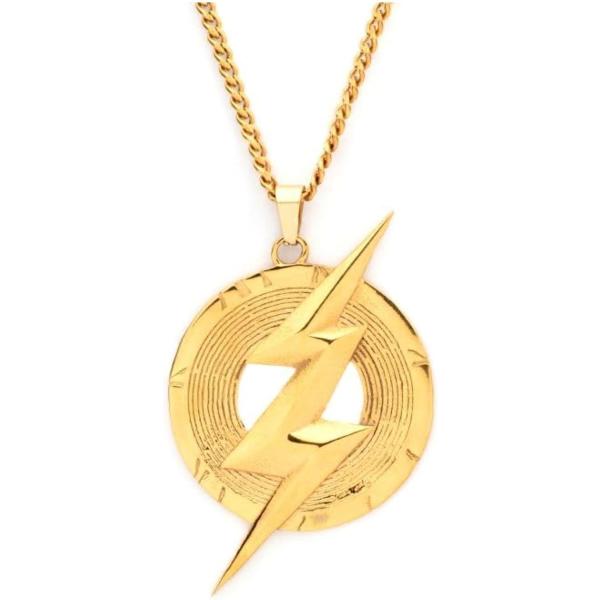 商品名SalesOne DC Comics The Flash Logo Men's Necklace - Officially Licensed The Flash Worlds Collide Glow in The Dark Pend...