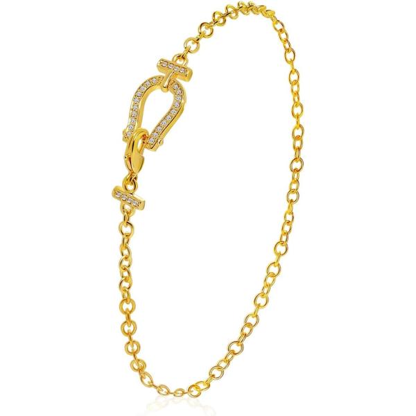 商品名S 蹄鉄ブレスレット 女性用 銅とキュービックジルコニア付き 馬のブレスレット ジュエリーギフト 母 妻 女の子 姉妹 結婚式 誕生日 クリスマス 母 バレンタインデー 7.5インチ, キュービックジルコニア 銅, キュービックジルコ...