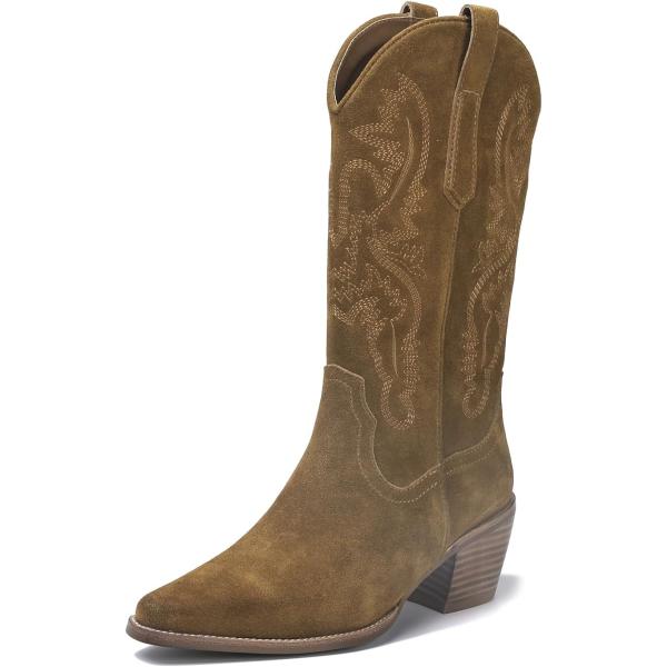 商品名ROAVITRY Embroidered Cowboy Boots - Knee High Cowboy Boots, Side Zipper Pointed Toe Western Women's Boots, Suitable f...