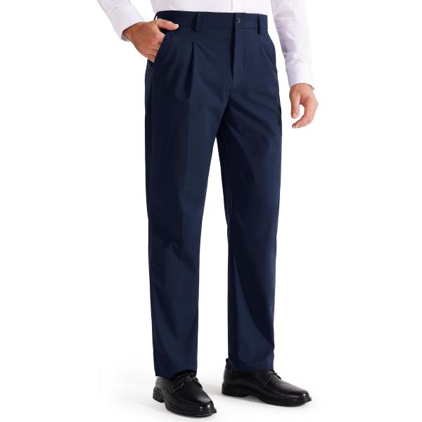 商品名:  Libin Men's Pleated Front Dress Pants Classic Fit Stretch 31" Golf Pants Work Business Casual Lightweight with Poc...