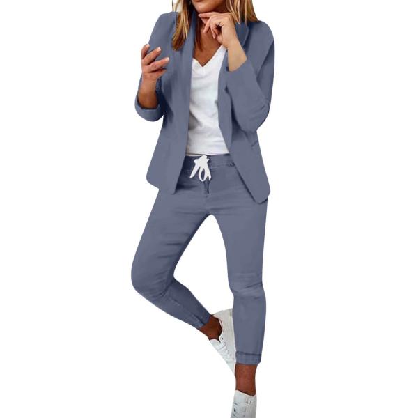商品名:  Two-Piece Suit Set for Women Plain Trouser Suit Work Business Office Smart Suit Set Slim Fit Jacket Set Long Sleev...