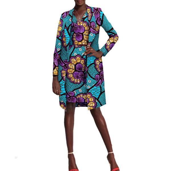 商品名:  African Outfits for Women Ankara Print Long Blazer Coat Crop Top and Short Skirts 3 Piece Set Dashiki Women Suits ...