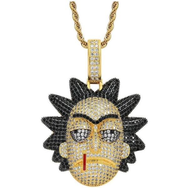 商品名BOMJJOR リックペンダント リック・アンド・モーティ ネックレス キャラクター マイクロクラストジルコン ヒップホップチェーンネックレス, 亜鉛, ラインストーンBOMJJOR Rick Pendant Rick N Morty...