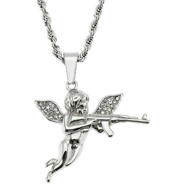 商品名RevengeAngel Necklace for Men Boy Hip-hop Male Angel Pendant with Artificial Stone Trendy Personality Fashion Classic...