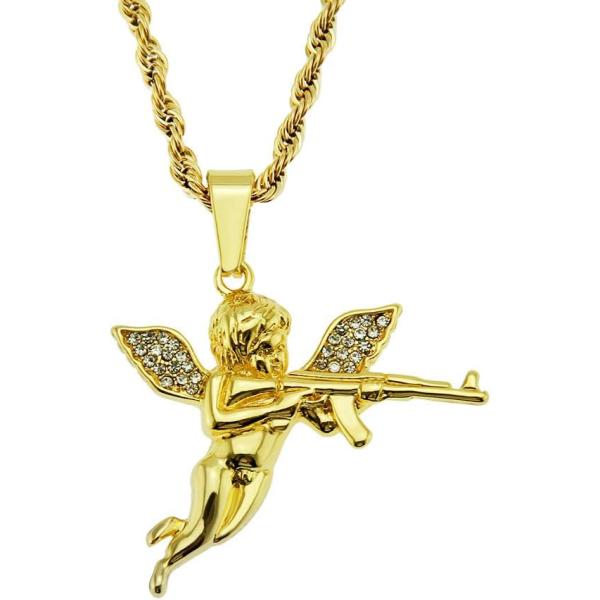商品名RevengeAngel Necklace for Men Boy Hip-hop Male Angel Pendant with Artificial Stone Trendy Personality Fashion Classic...