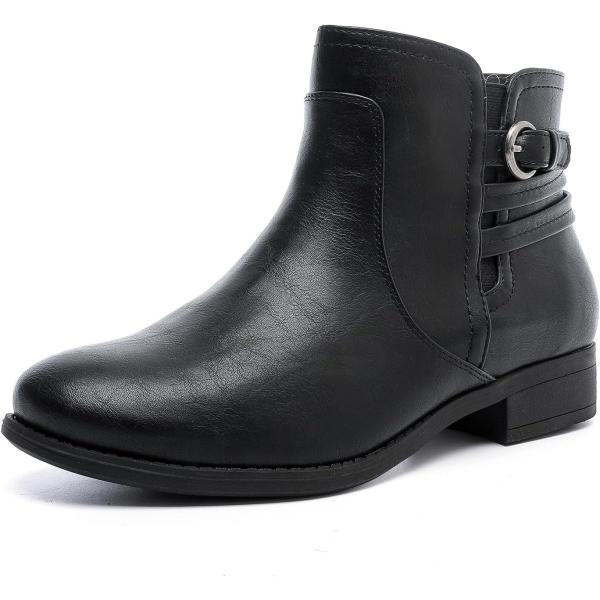 商品名Luoika Women's Wide Width Ankle Boots - Short Boots Low Heel Side Zipper Winter Booties. 230713 Black 8wブランド：Luoika商品...
