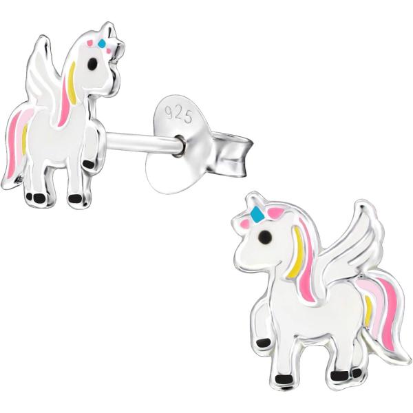 商品名ガールズ 925スターリングシルバー ユニコーン スタッドピアス 誕生日ギフト 若い女の子とプレティーン向け 低刺激性 軽量イヤリング, スターリングシルバー, 宝石なしGirls 925 Sterling Silver Unicor...