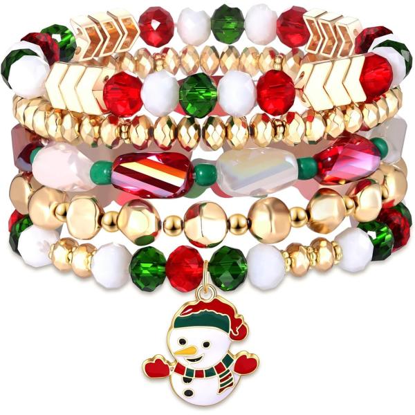 商品名MOLOCH ビーズブレスレット 女性用 重ね付け可能 重ね付け可能 多層ブレスレット レインボー伸縮ブレスレット ボーホー y2kブレスレット サーファービーチブレスレット, 金属, 宝石なし。MOLOCH Christmas Br...