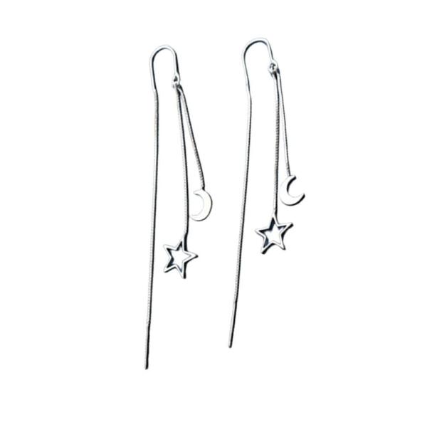 商品名:  Trendy Luxury Moon Star Drop Earrings For Women Brilliant Silver Color Bridal Wedding Jewelry Female Dangle Earrin...