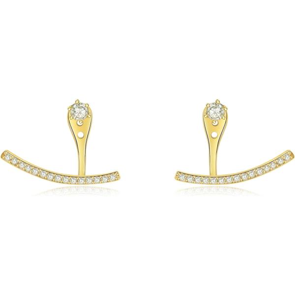 商品名Surrounded Forest Ear Jacket Cuff Earrings Set Front Back 2 in 1 Stud Earrings Gold Jacket Earrings with Cz Crystal E...