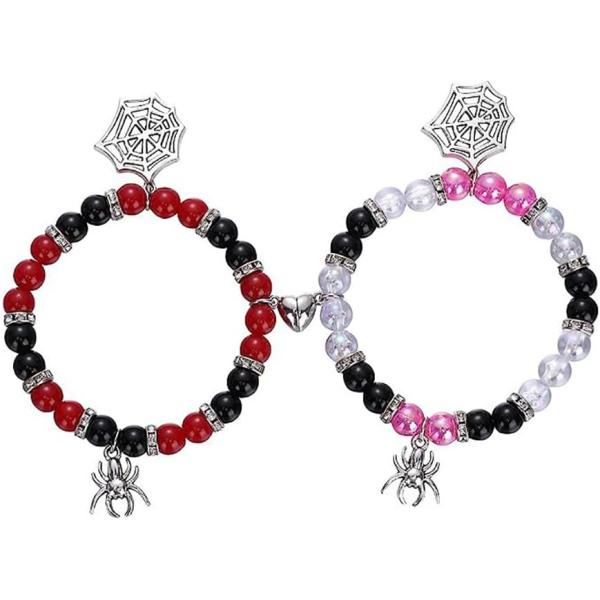 商品名Terripets スパイダーマッチングブレスレット カップル用 エネルギーストーン 蜘蛛の巣チャーム ストレッチビーズブレスレット 友情ブレスレット ハロウィンブレスレット2個用 パーティージュエリー バレンタインギフト, 亜鉛, ...