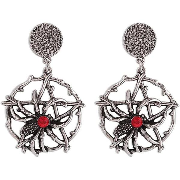 商品名ゴシック有刺鉄線とげスパイダーピアス シルバー ルナ 蛾のとげイヤリング パンクスタイル 大きなハートローズイヤリング メタルメッシュ ダングル ドロップイヤリング ハロウィンジュエリー 男女兼用, 亜鉛, 宝石なしGothic Ba...