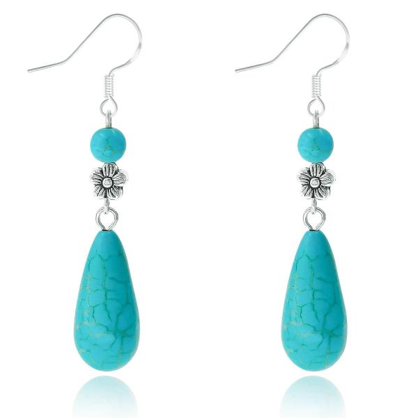 商品名GLLBTPT Turquoise Dangle Earrings 925 Sterling Silver for Women Drop Earrings Boho Western Costume Jewelry for Women ...
