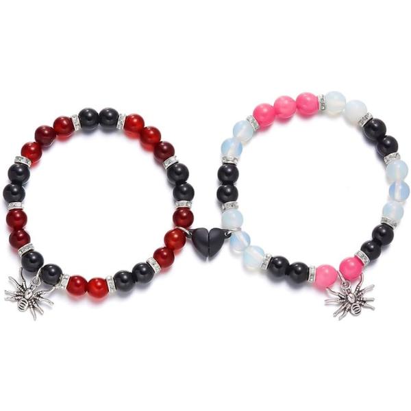 商品名rgwtgkyh スパイダーマッチングブレスレット レディース ガールズ レッドハート エネルギーストーン スパイダーウェブビーズブレスレット 親友 カップル ハロウィンジュエリーギフト, free size, プラスチック, 宝石な...