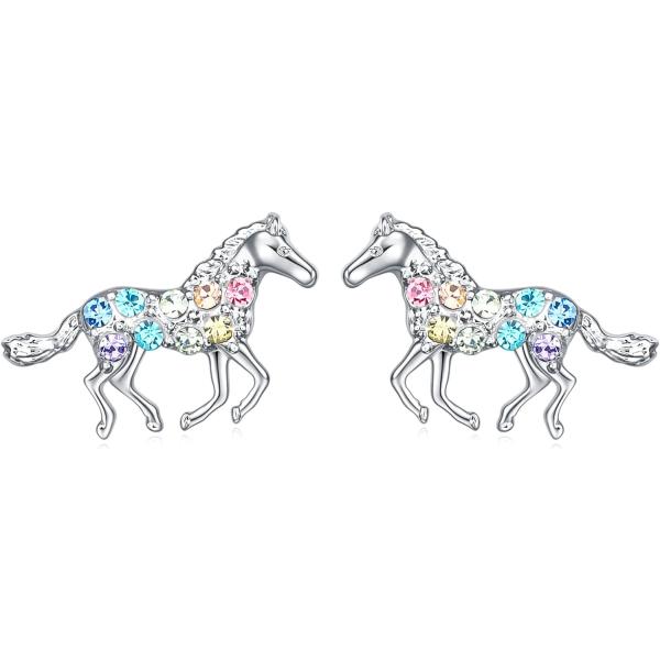 商品名恐竜 馬 スタッドピアス レディース 動物 牛 象 キツネ カンガルーイヤリング ギフトジュエリー 女の子向け, キュービックジルコニア, 宝石なしHorse Stud Earrings for Women,Animal Horses...