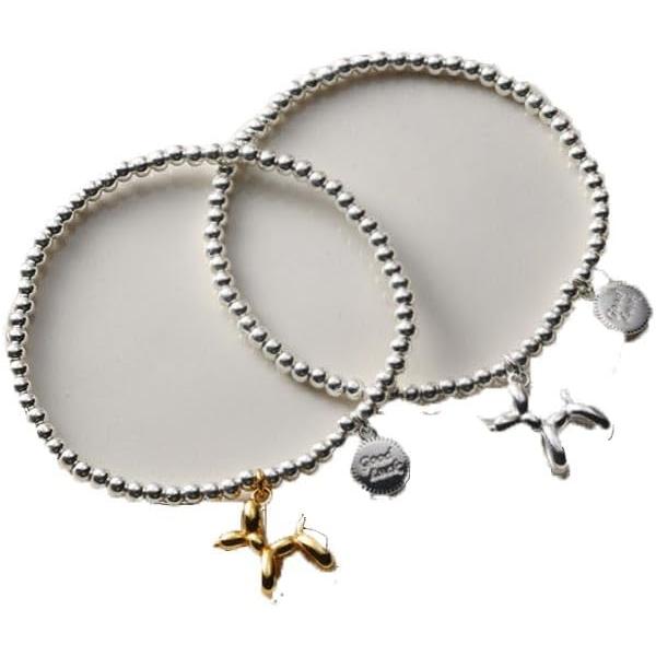 商品名EYGEDQ バルーン 犬 シルバービーズブレスレット シルバービーズブレスレット レディース 925スターリングシルバー 925スターリングシルバー ハンドメイド ビーズボール ストランドチェーンブレスレット 女性用, 16cm, ...