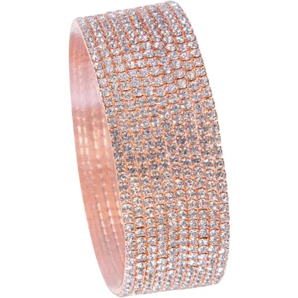 商品名Laluna スパークリング マルチカラー ラインストーン スタッカブル ストレッチ クリスタル シルバー ブレスレット レディース, M, ラインストーンLaluna Sparkling Multicolor Rhinestone ...