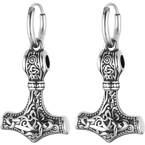 商品名Men's Women's Jewelry GiftStainless Steel Dangle Earrings Norse Viking Thor's Hammer Mj lnir Earringsブランド：Cy trendy商品...