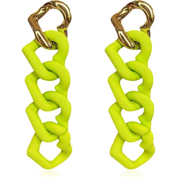 商品名GUOXIAOMEI レインボーカラーリンクチェーンイヤリング ハートダングルチェーンイヤリング 女性用 ピンクハートイヤリング ティーンガールズ 誕生日 バレンタインデー クリスマスギフト, 金属 樹脂, 宝石なしGUOXIAOME...